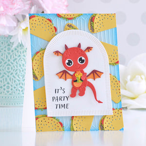 Dancin' Birthday Dragon Etched Dies from the Monster Birthday Collecti ...