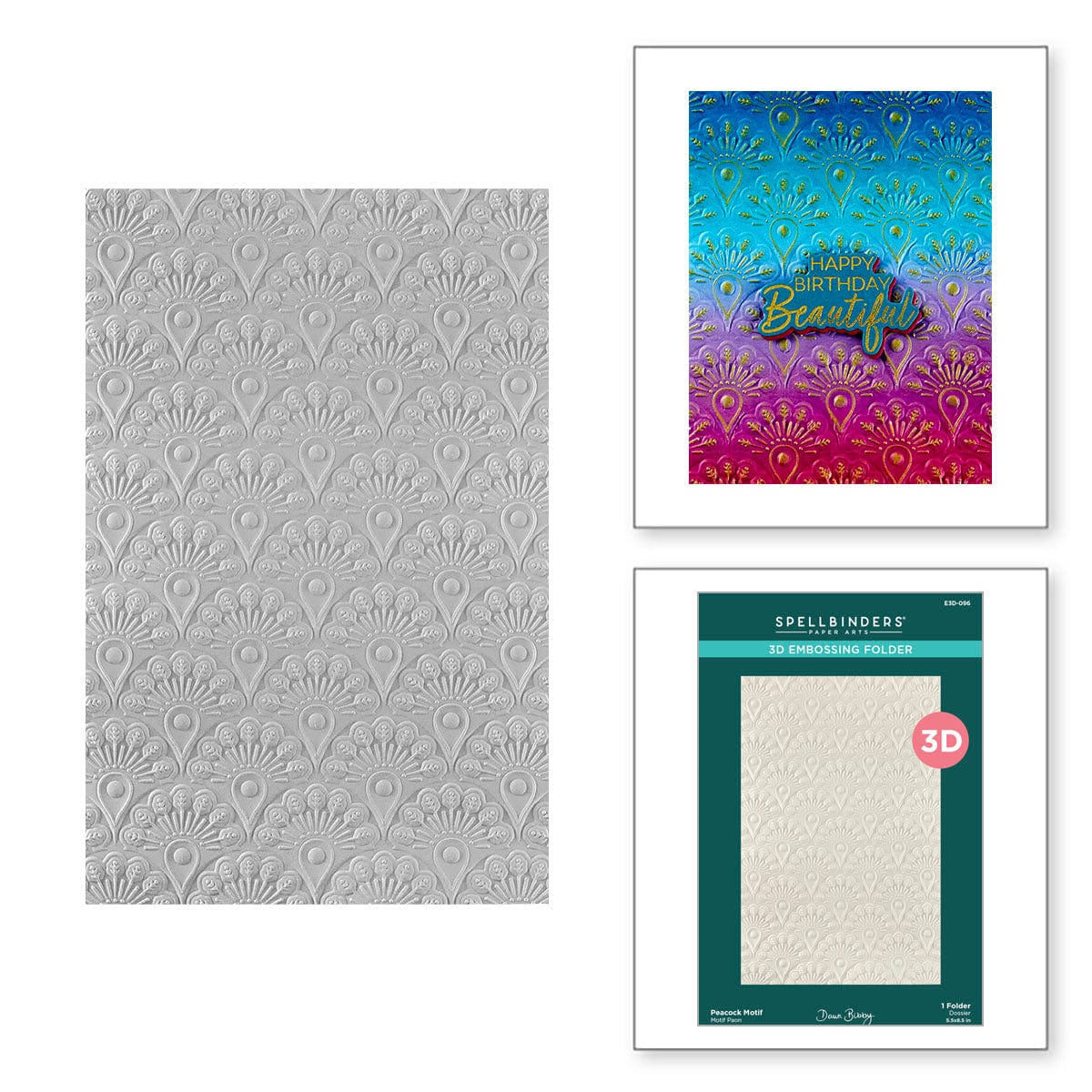 Peacock Motif 3D Embossing Folder from the Peacock Paradise Collection ...