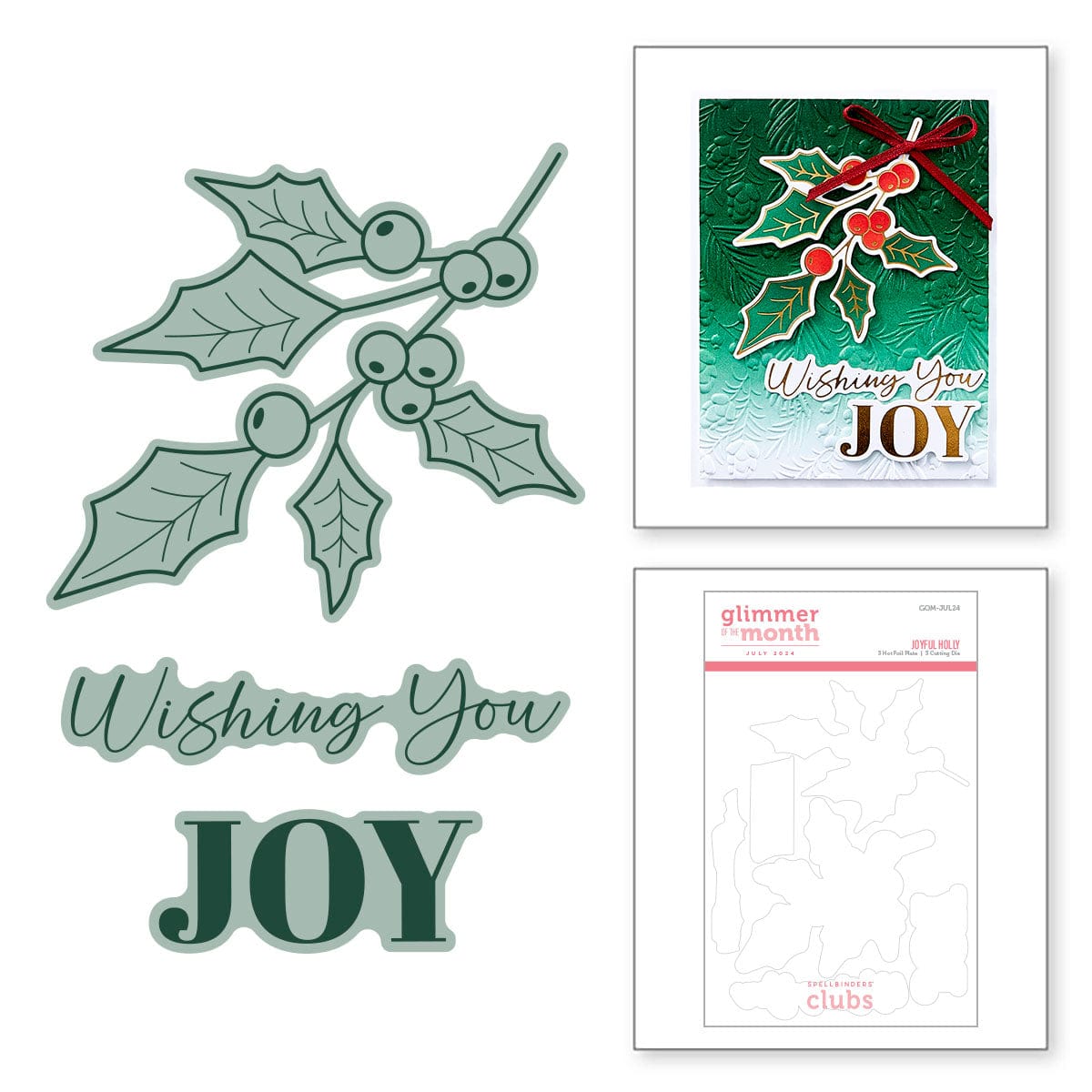 Joyful Holly - Glimmer Hot Foil Kit of the Month (Plates & Die Only ...
