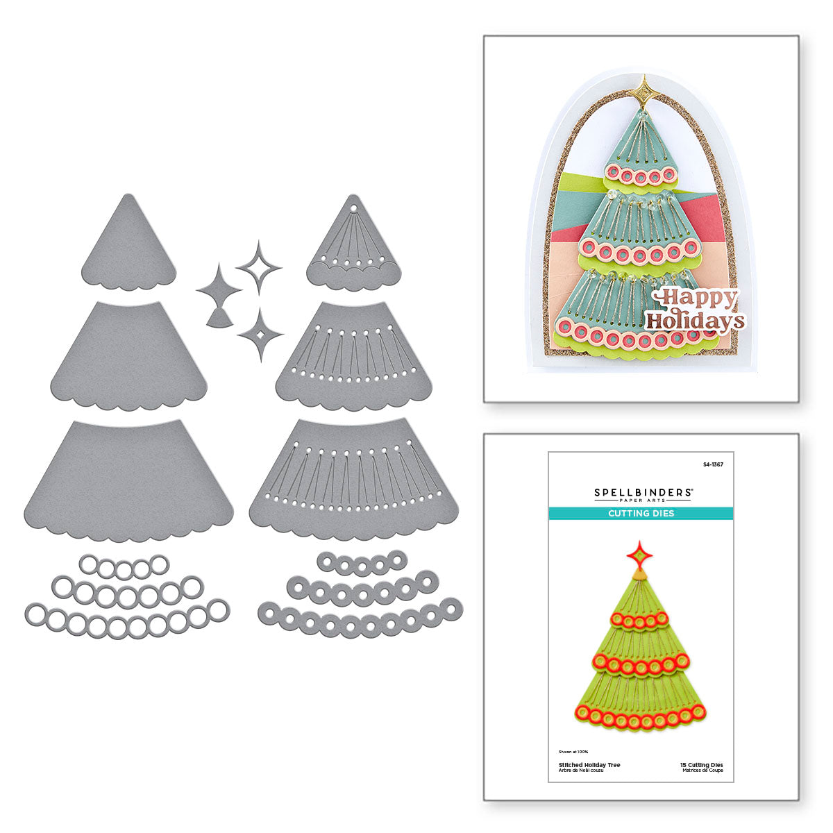 Stitched Holiday Tree Etched Dies from the Stitched Bright Collection ...