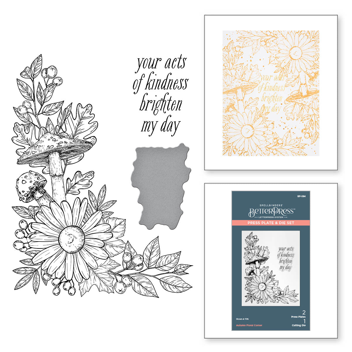 Autumn Floral Corner Press Plate & Die Set from the BetterPress Autumn – Spellbinders UK