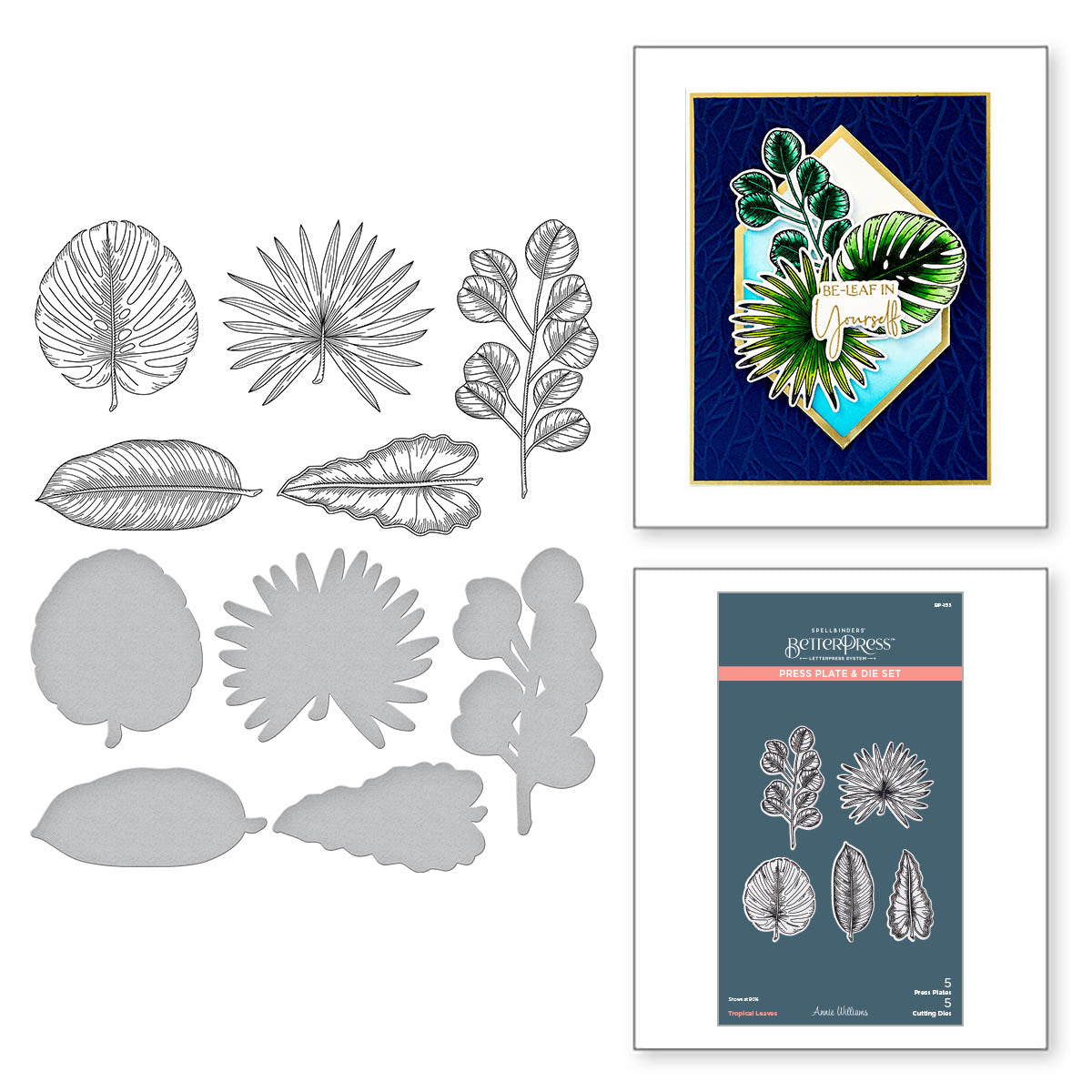 Tropical Leaves Press Plate & Die Set from the Propagation Garden Collection by Annie Williams ...