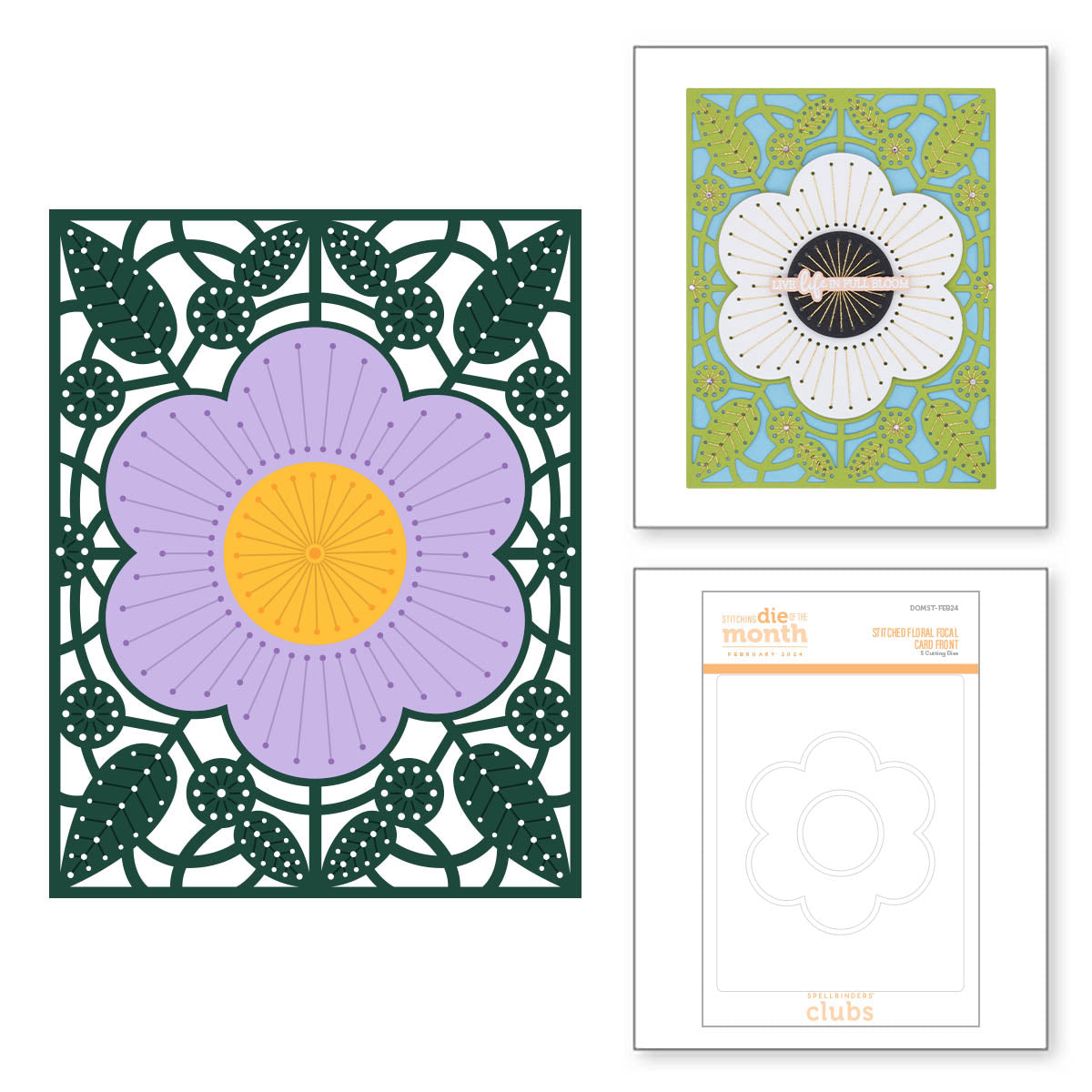 Stitched Floral Focal Card Front- Stitching Die of the Month ...