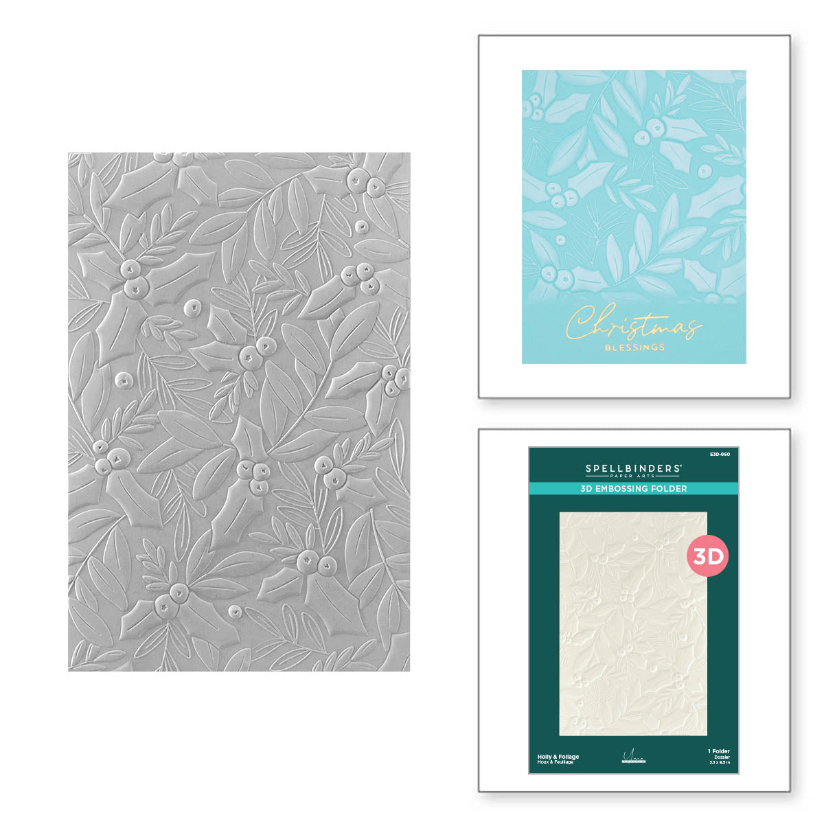 Holly & Foliage 3D Embossing Folder from the De-Light-Ful Christmas Co ...