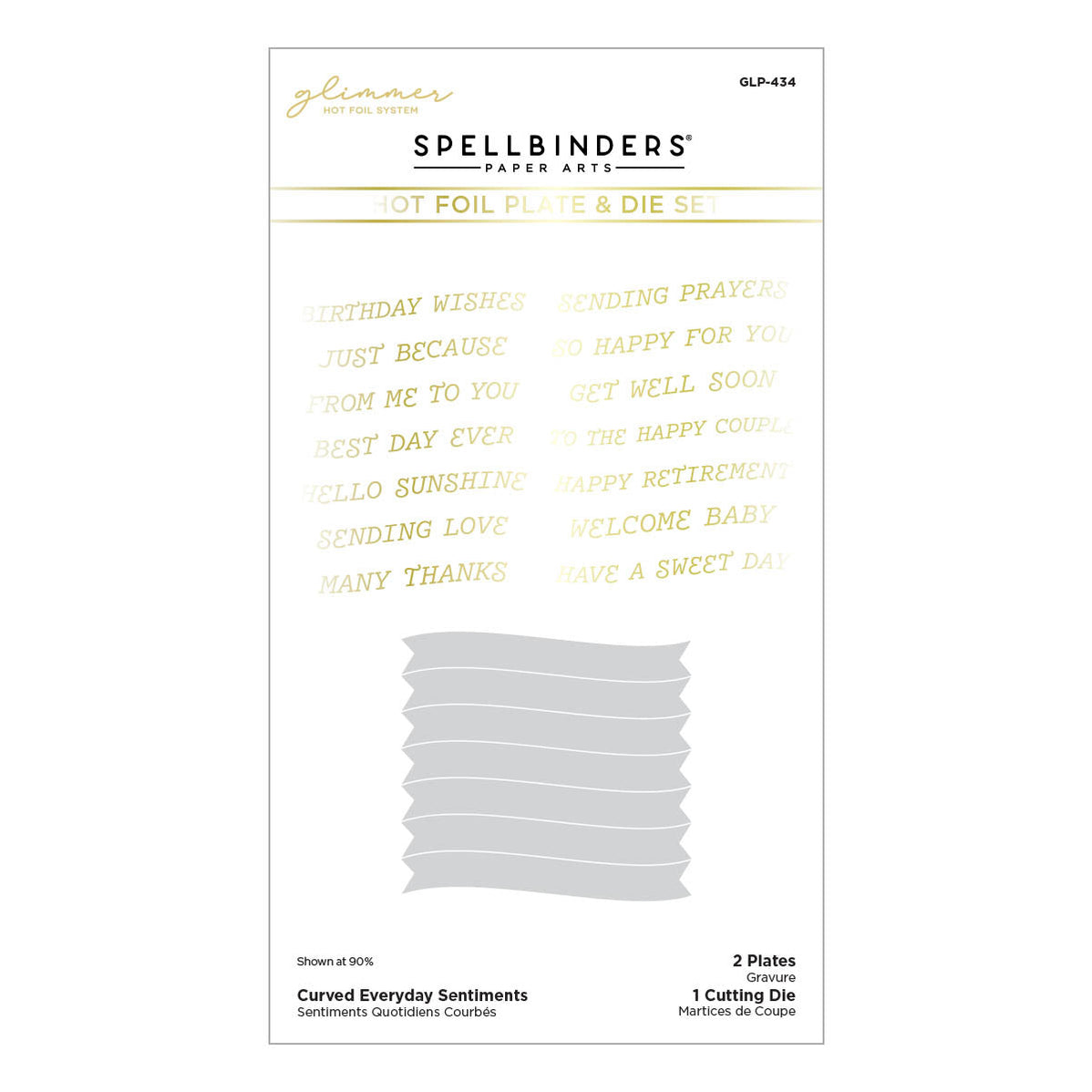 Curved Everyday Sentiments Glimmer Plate & Die Set from the Glimmering ...