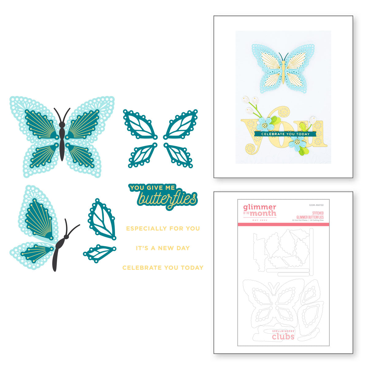Stitched Glimmer Butterflies - Glimmer Hot Foil Kit of the Month (Plat ...