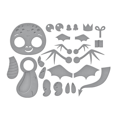 Dancin' Birthday Dragon Etched Dies from the Monster Birthday Collecti ...