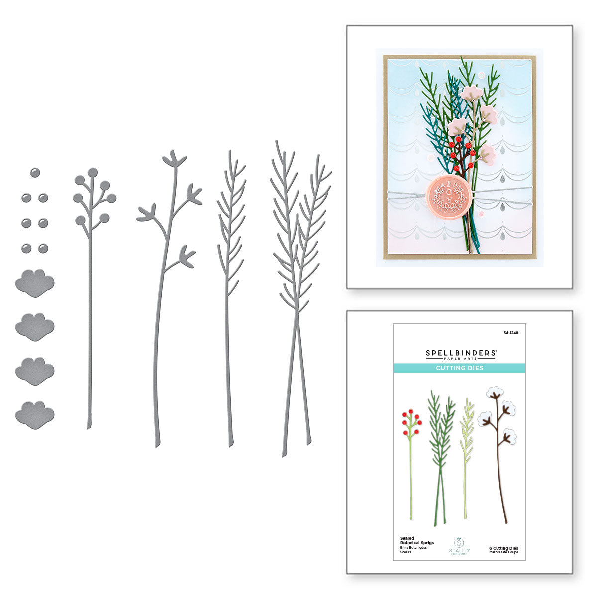 Sealed Botanical Sprigs Etched Dies from Sealed for the Holidays Colle ...