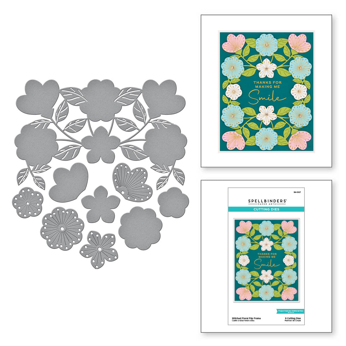 Stitched Floral Flip Frame Etched Dies from the Stylish Ovals ...