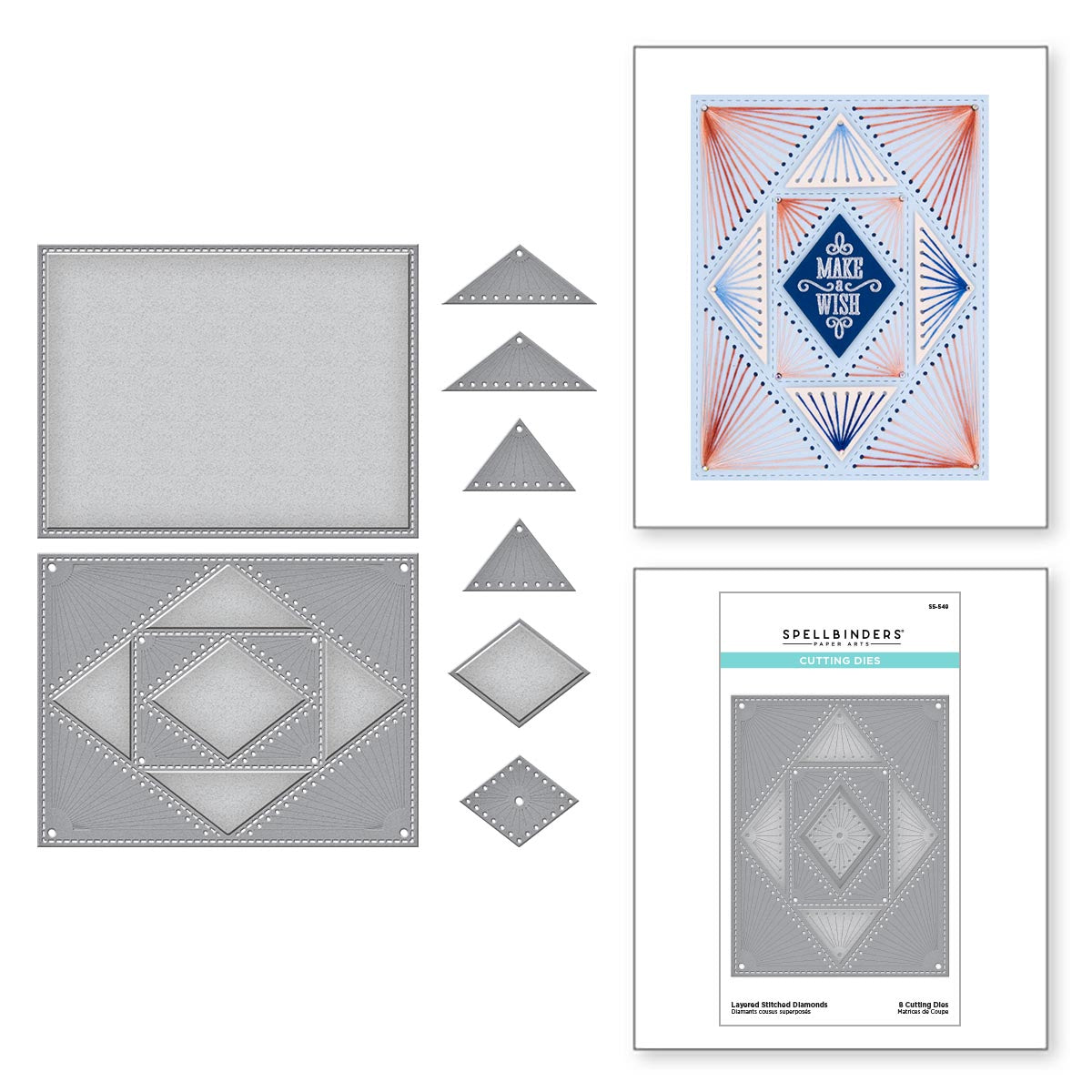 Layered Stitched Diamonds Etched Dies | Spellbinders Paper Arts ...