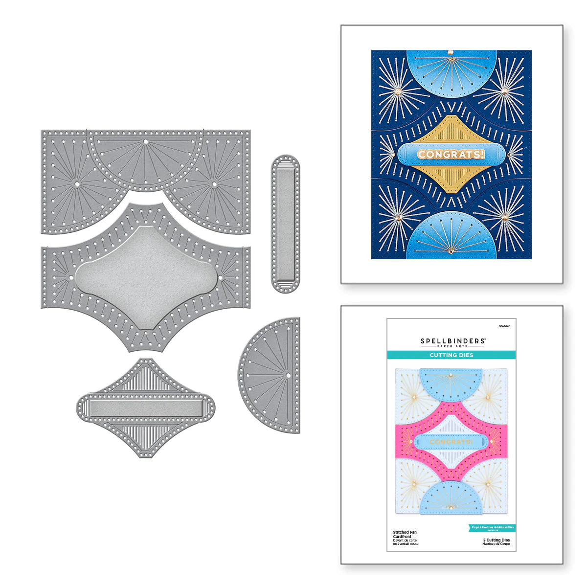 Stitched Fan Cardfront Etched Dies | Spellbinders – Spellbinders UK