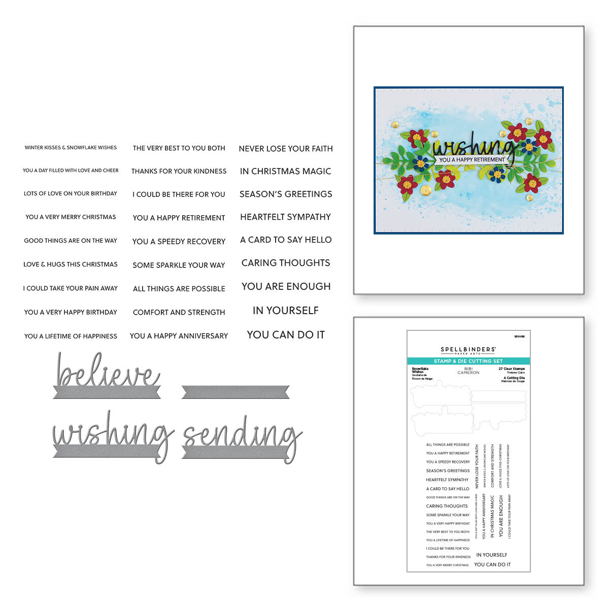 Snowflake Wishes Clear Stamp & Die Set from the Bibi's Snowflakes Coll ...